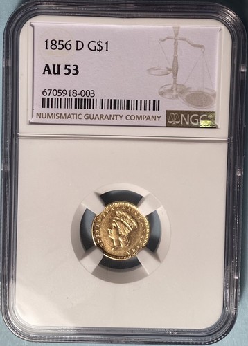 1856-D Indian Princess Gold Dollar Key NGC AU53 — Tiny Mintage Of 1,460 ...