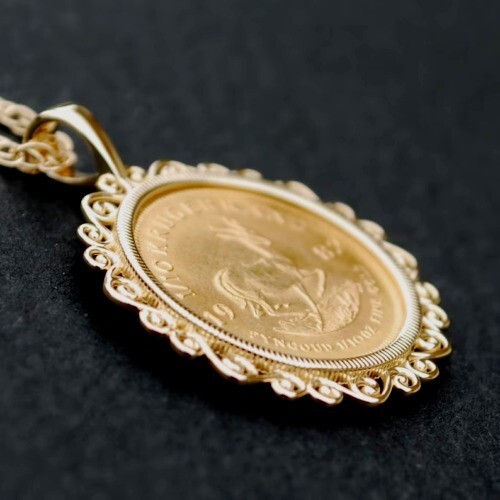 Krugerrand Coin Pendant Without Stone New Style Pendant 925 Sterling ...