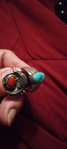 RETRO VINTAGE NATIVE AMERICAN TRIBAL RINGS JEWELRY LOT CORAL TURQUOISE ...