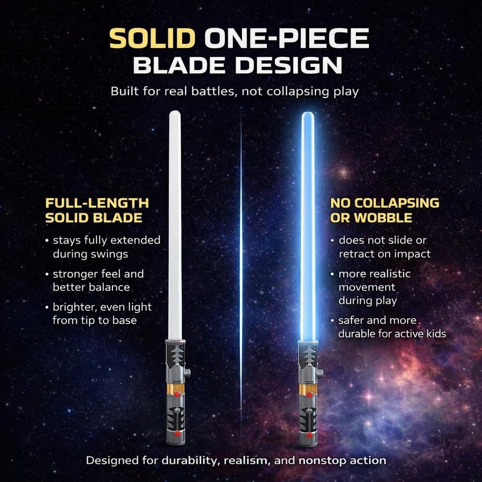 2-in-1 Light Up Sabers, Dual Bladed Saber Swords Set for with FX Power ...