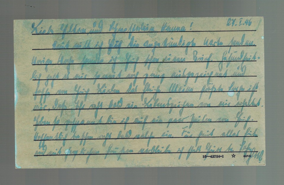 1946 US Army POW Postcard Cover Germany Prisoner of war APO 809 Rheims ...