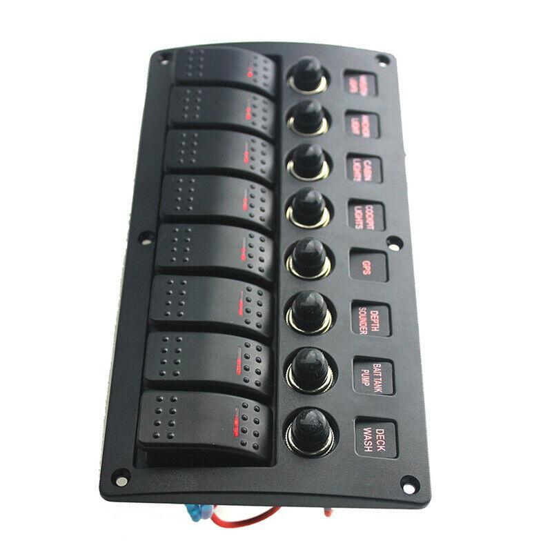 8 Gang Rocker Switch Panel Car Marine Boat Houseboat Circuit Led ...