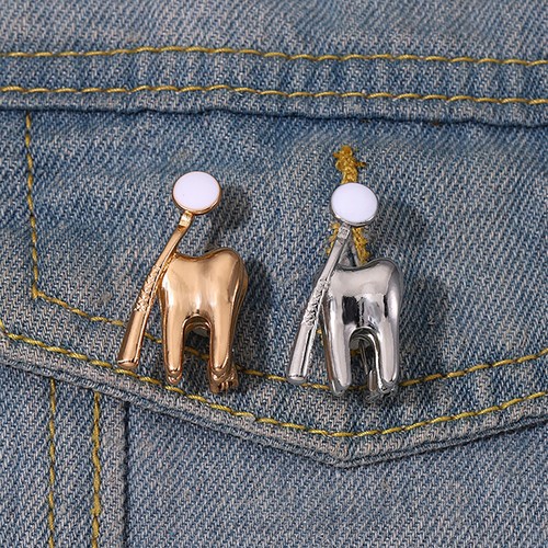 Cartoon Cute Oral Health Pins Geometric Tooth Shape Brooch Backpack ...