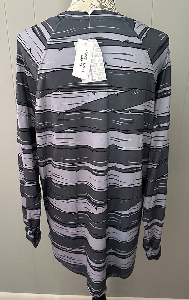 NEW RELEASE Lularoe Erin Long Sleeve Raglan Top Large L Stripe Wrap ...