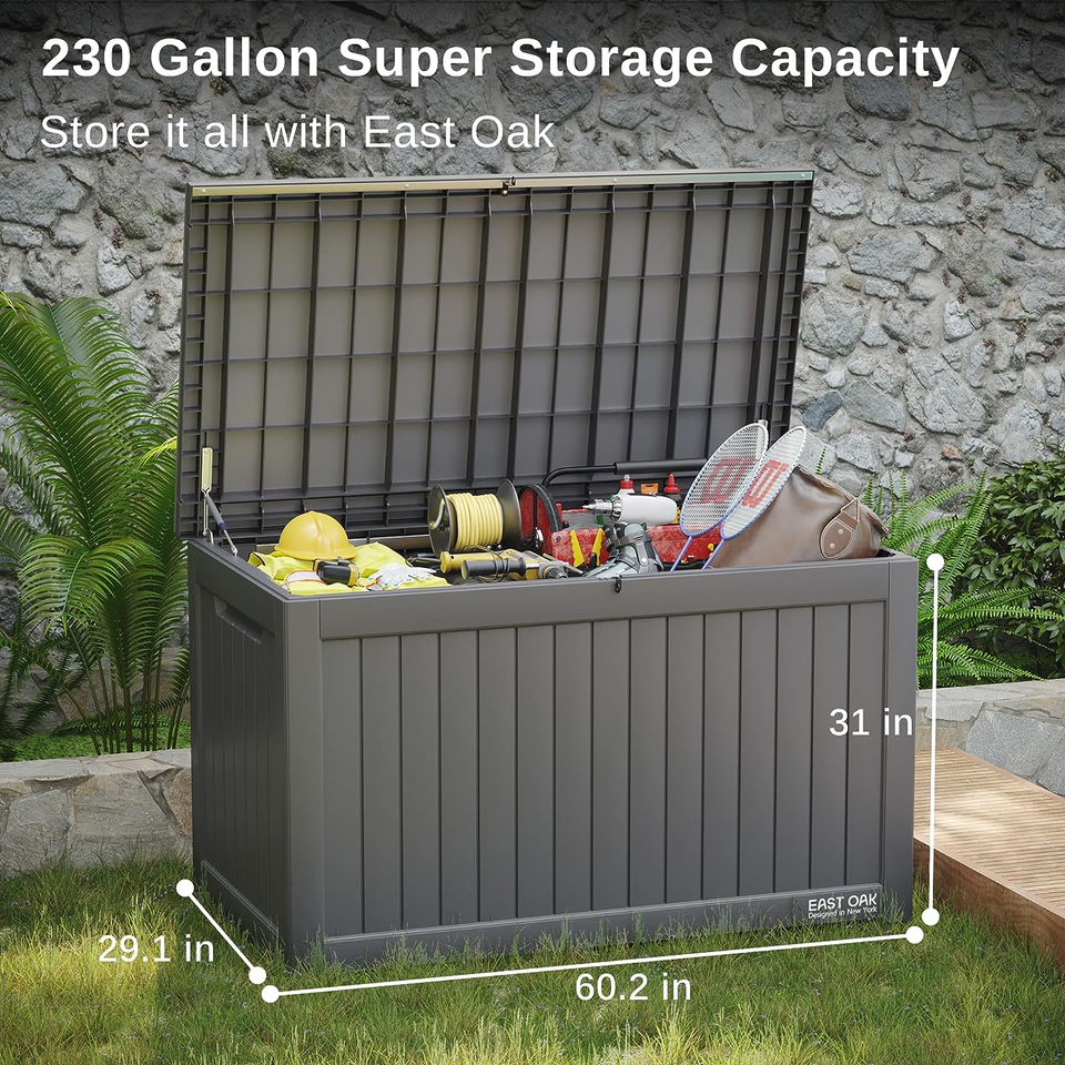 Extra Large Outdoor Deck Storage Box Waterproof 230 Gallon Outdoor ...