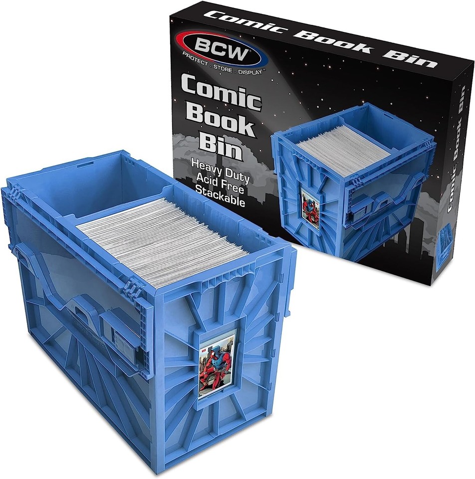 1 BCW Blue Short Comic Book Bin HeavyDuty Plastic Stackable Box Ho1ds ...