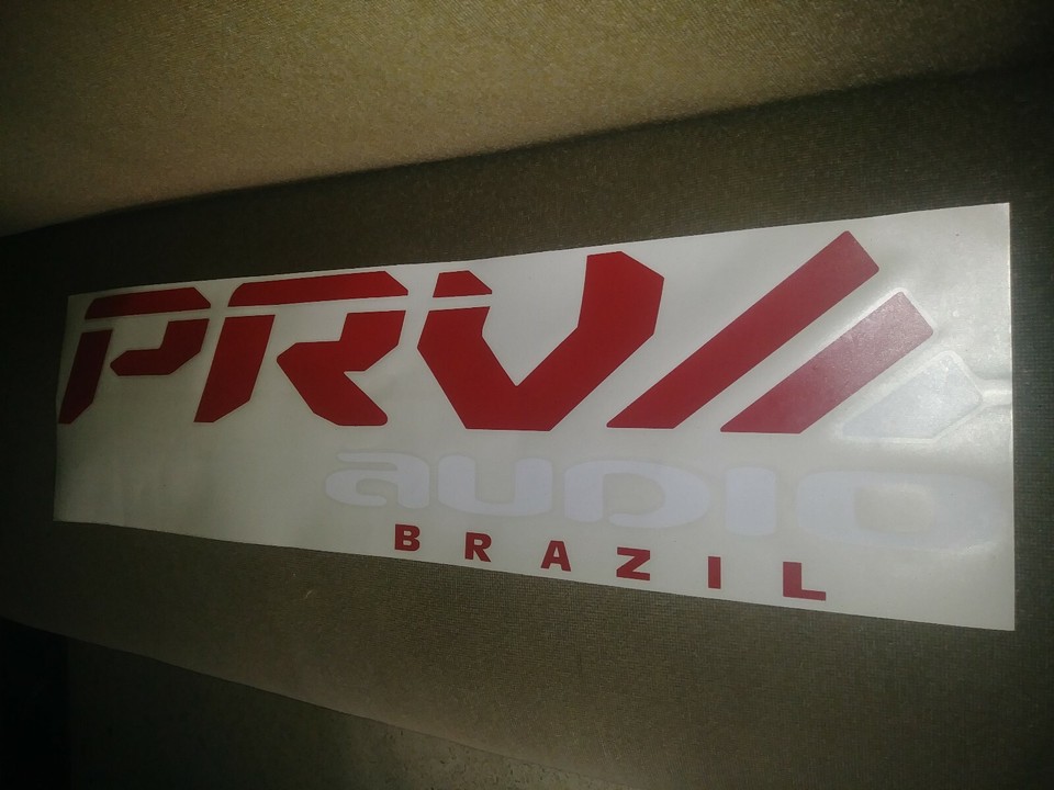 CAR AUDIO PRV AUDIO BRAZIL COLOR RED & WHITE 35''X10'' VINYL STICKER | eBay