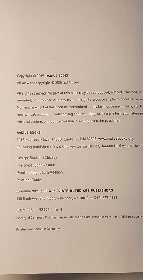 2009 ED MOSES - ABSTRACT ARTIST MONOGRAPH - LIKE NEW COPY 'COOL SCHOOL ...