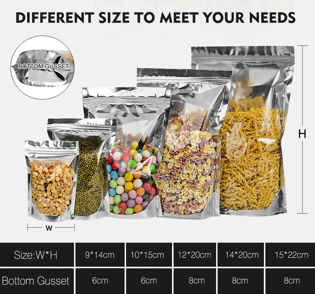 Aluminum Foil Mylar Food Packaging Zip Seal Bags Stand Up Pouches Bags ...