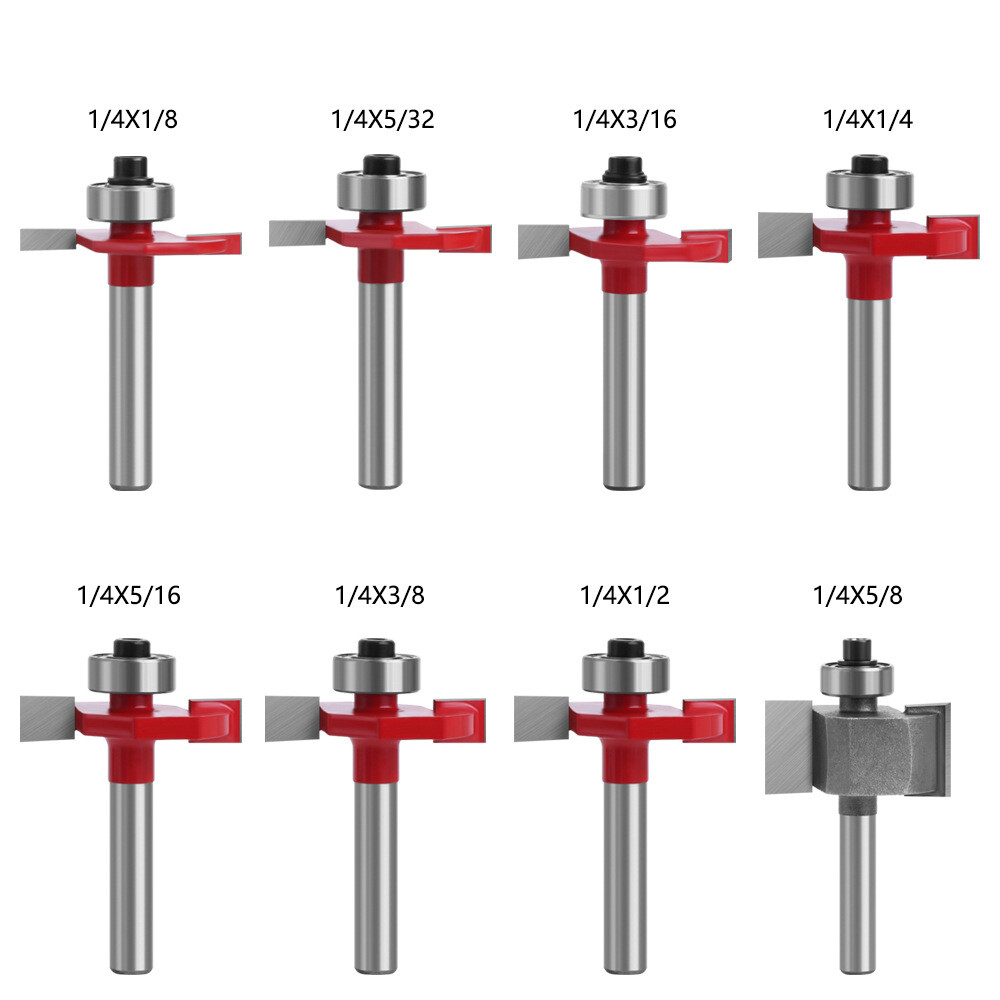1/4 Shank Slot Cutter T-Slot Rabbet Box Slotting Biscuit Router Bit Set ...