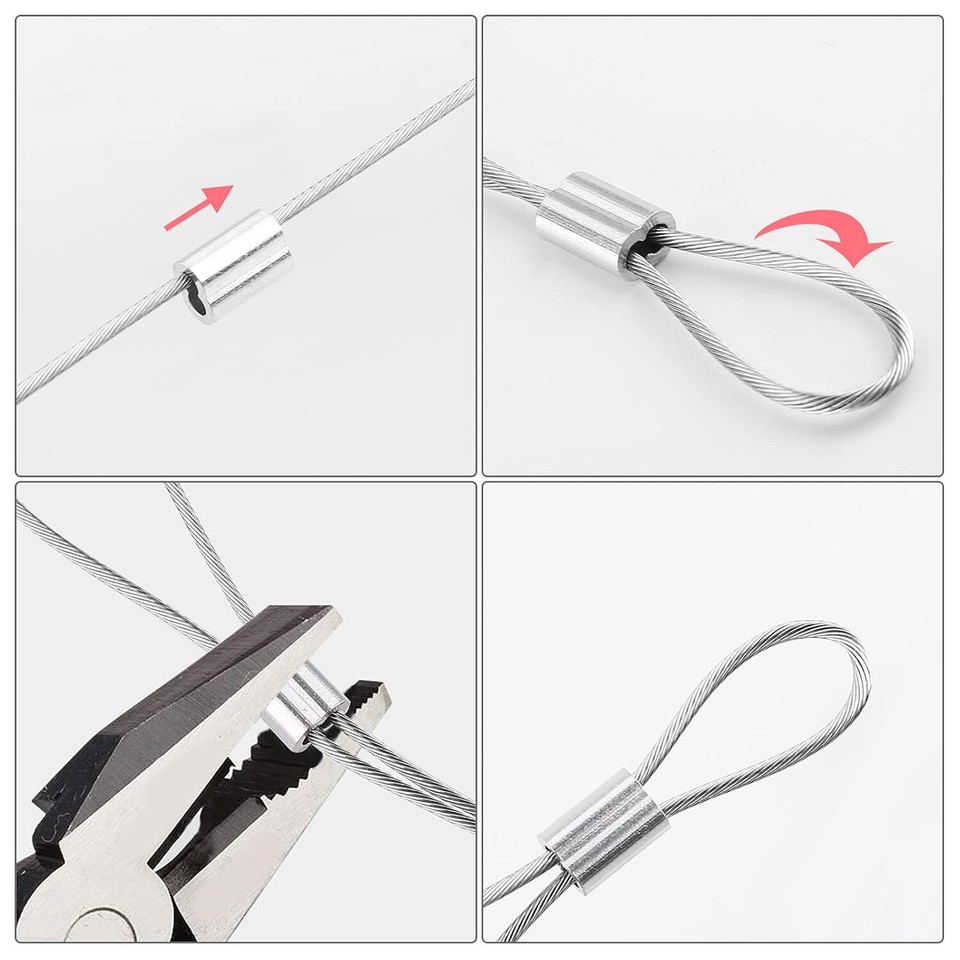 200 Pcs Aluminum Crimping Sleeve 1/16", Cable Ferrule Wire Rope Sleeves ...