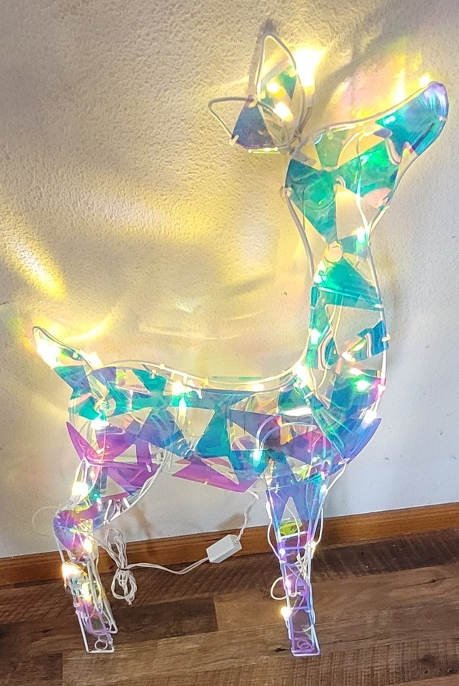 Kringle Express S/3 Lit Outdoor Flat-tastic Iridescent Deer Family | eBay