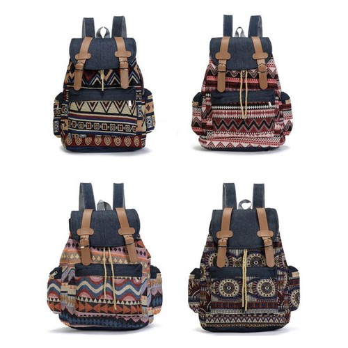 Women Canvas Vintinge Backpack Ethnic Backpack Bohemian Daypack ...