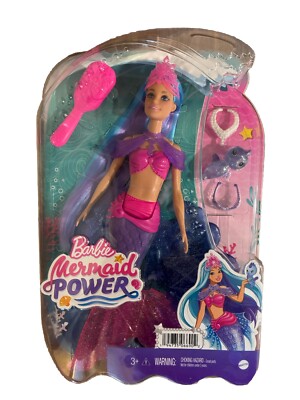 Barbie Mermaid Power Doll w/ Blue & Purple Hair, Seahorse Pet ...