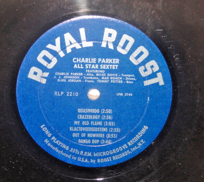 CHARLIE PARKER VINYL ALL STAR SEXTET 1958 US ROOST LP-2210 MILES DAVIS ...