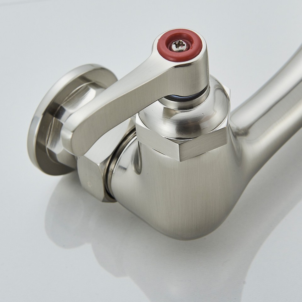 Commercial Kitchen Faucet 8" Center Wall Sink Faucet 2-Handle Mixer ...