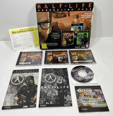 Half-Life Adrenaline Pack (PC, 1999) 3-Disc Set Original Big Box ...