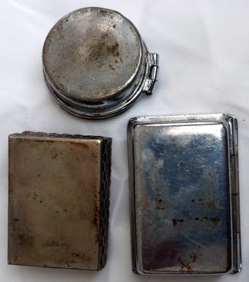 VINTAGE SILVERPLATED PILL SNUFF BOXES WITH MENORAH JERUSALEM VIEW ...