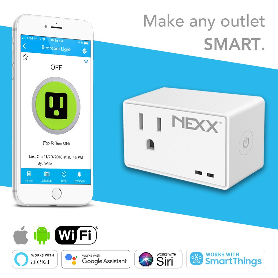 Nexx WiFi Smart Plug NXPG-100W - Control, Schedule and Monitor, No Hub ...