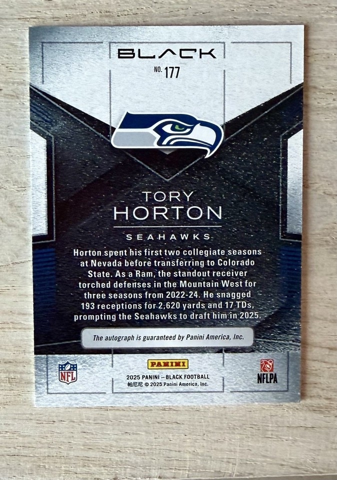 2025 Panini Black - Rookie Tory Horton Auto /199 - Seahawks - SP - RC ...