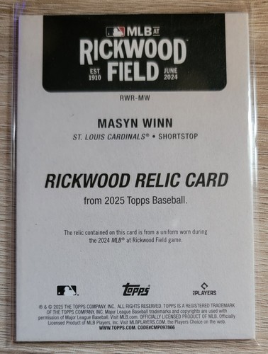 2025 Series 1 Maysn Winn Rickwood Field Game Used Relic /50 St Louis ...