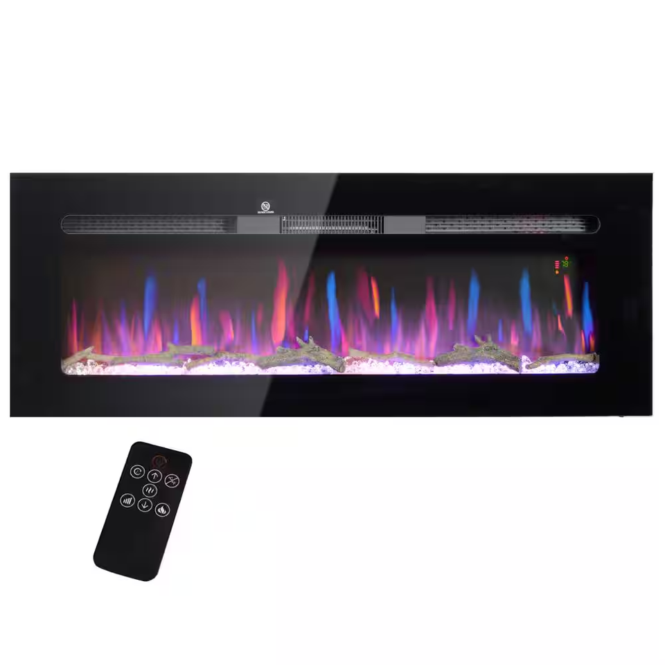 50 In. 1500-Watt Black Electric Panel Infrared Space Heater with Remote ...