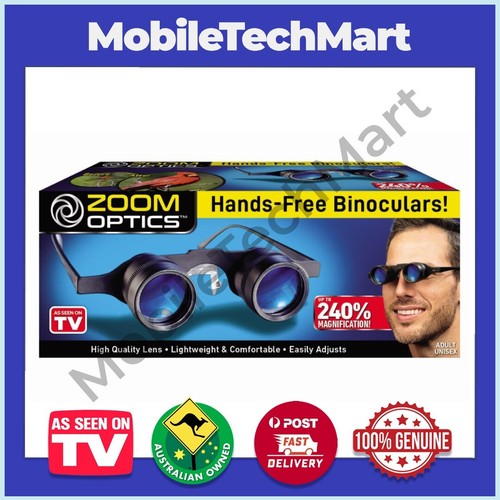 Zoom Optics Binoculars AS SEEN ON TV Hands-Free 240% Magnification ...