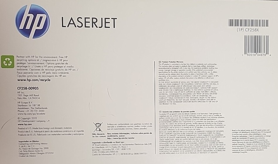 HP CF258X 58X Original High Yield 10,000pg Toner Cartridge, Black | eBay