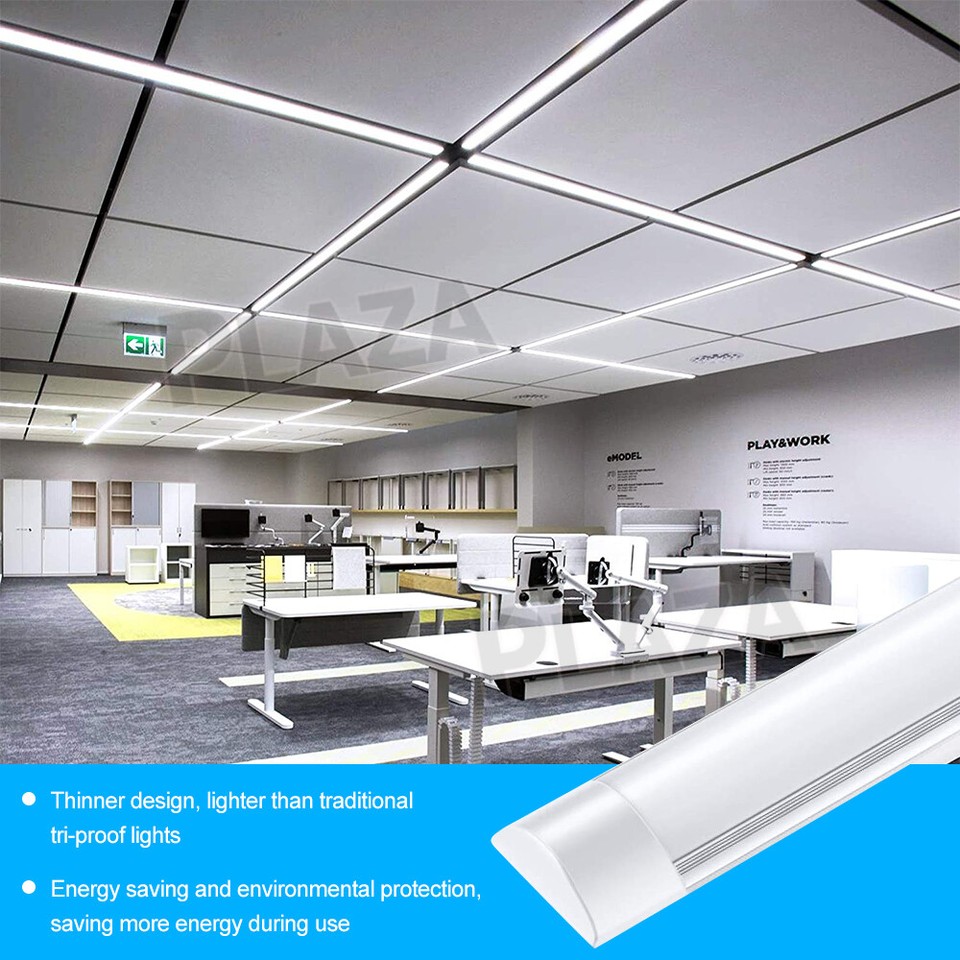 1-10Pcs LED Slim Ceiling Batten Light Daylight 60 90 120CM Coolwhite ...