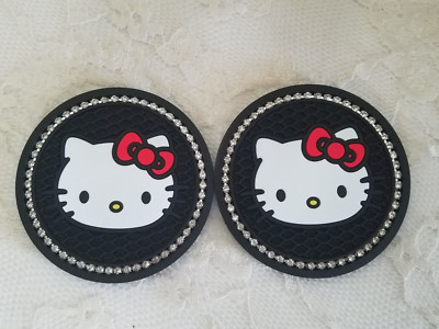 UNIVERSAL HELLO KITTY CAT BLING CAR CUP INSERT COASTER SILICONE ...