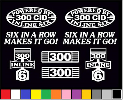 8 DECAL SET 300 CID INLINE 6 TRUCK ENGINE STRAIGHT SIX EMBLEM I6 VINYL ...
