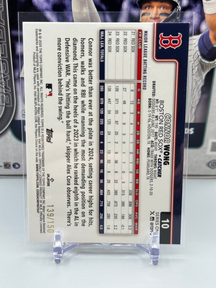 2025 Topps Connor Wong #10 Boston Red Sox BLUE RAINBOW /150 | eBay