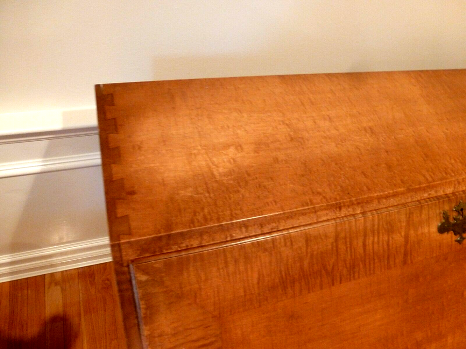 Wallace Nutting Slant Front Desk/ Chest of Drawers, Tiger Maple, Block ...