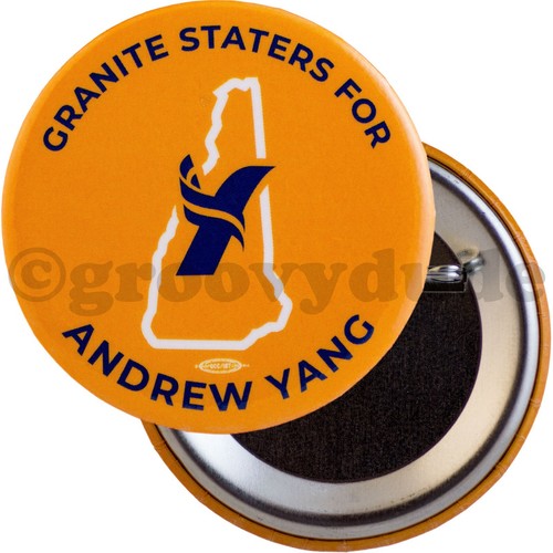 Andrew Yang 2020 President NH Granite Staters 2-1/4" Campaign Pinback ...
