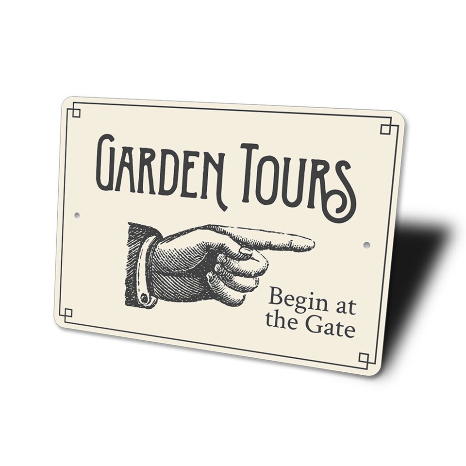 Garden Decor, Garden Tours Sign, Pointing Hand Aluminum Sign | eBay