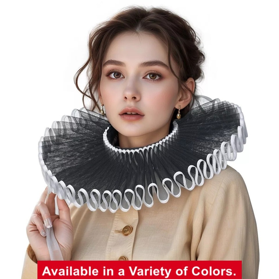 Renaissance Ruffle Collar Elizabethan Clown Ruff Collar Victorian Neck ...