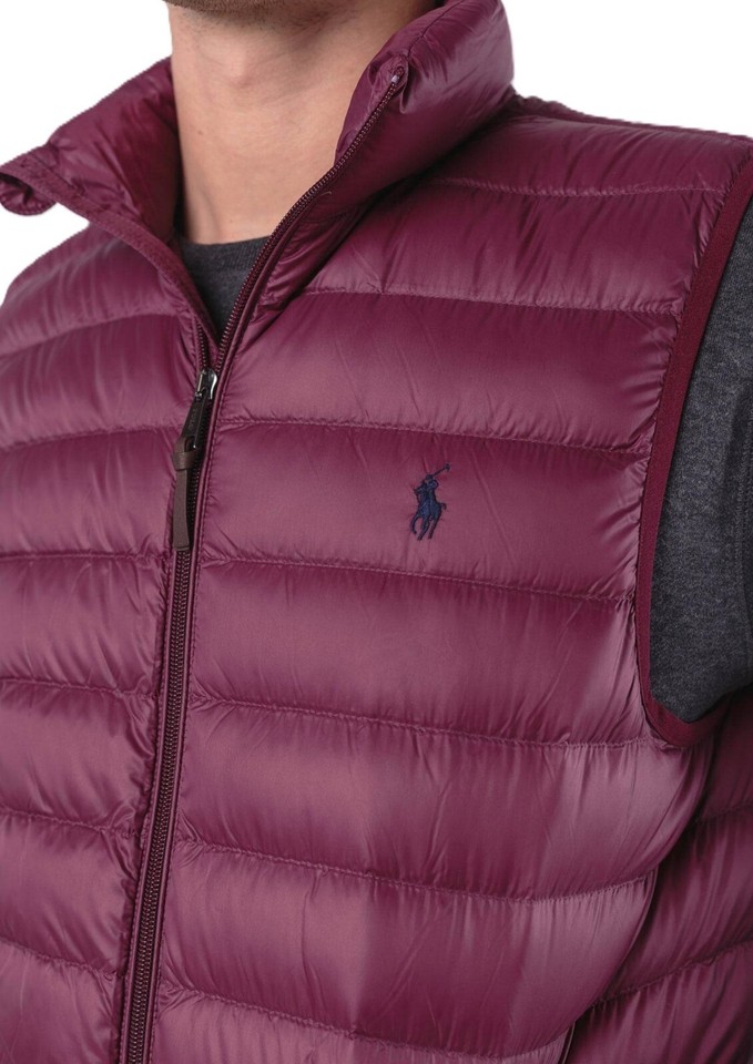 *NWT - POLO RALPH LAUREN Mens Down Full Zip Packable Puffer Vest - WINE ...