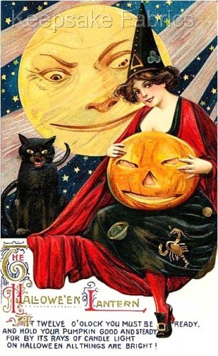 Halloween Witch Black Cat Lantern Quilt Block Multi Szs FrEE Shipping ...