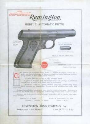 Remington Model 51 .32 caliber Factory Owners Instructions Manual ...
