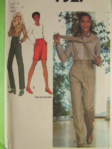 VTG 79 SIMPLICITY 9327 Misses Above-waist Pants in 3 lengths PATTERN 10 ...