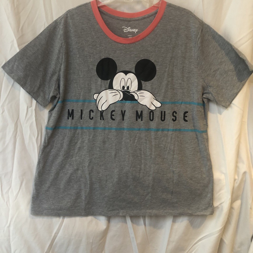 Disneys Mickey Mouse Gray Chill Graphic T-shirt Size 1X | eBay