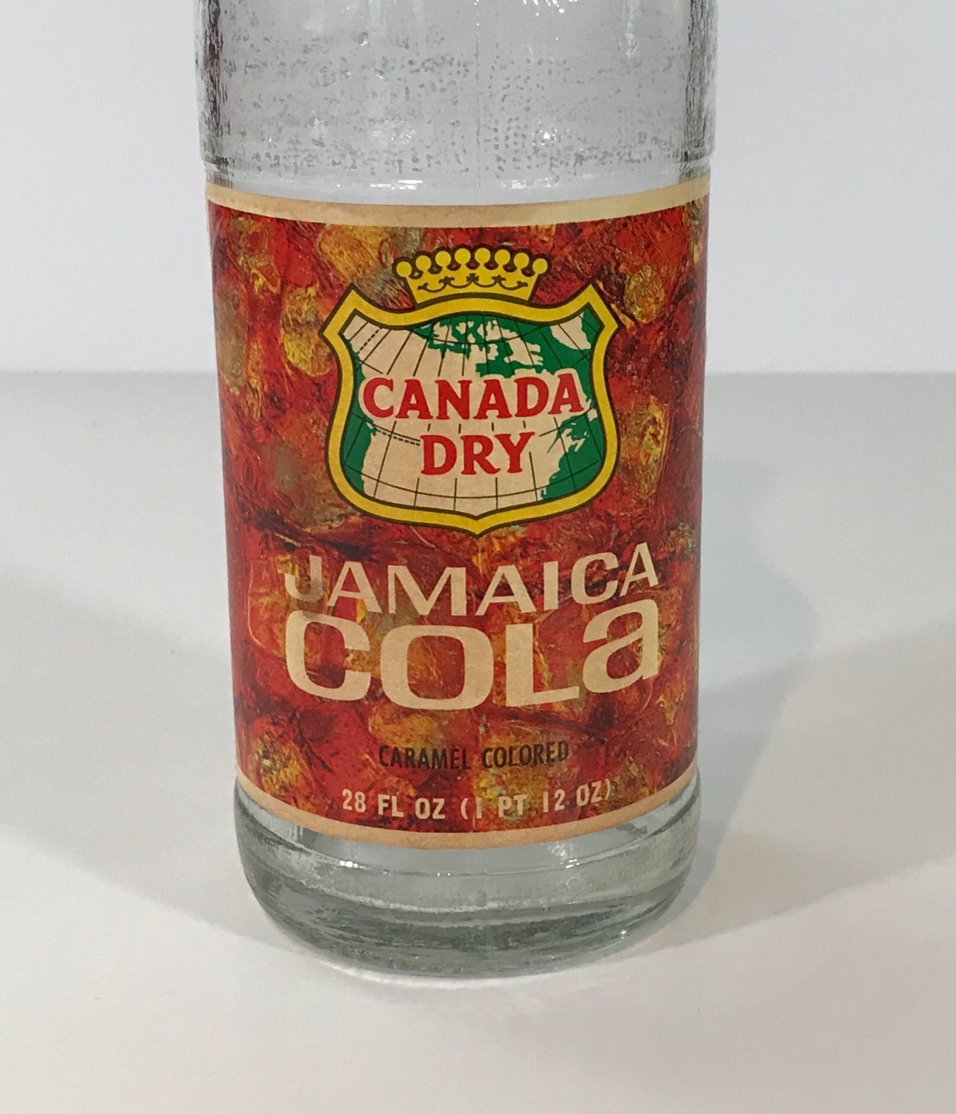 CANADA DRY JAMAICA COLA CLEAR GLASS SODA BOTTLE 28 OZ ORIGINAL CORK CAP ...