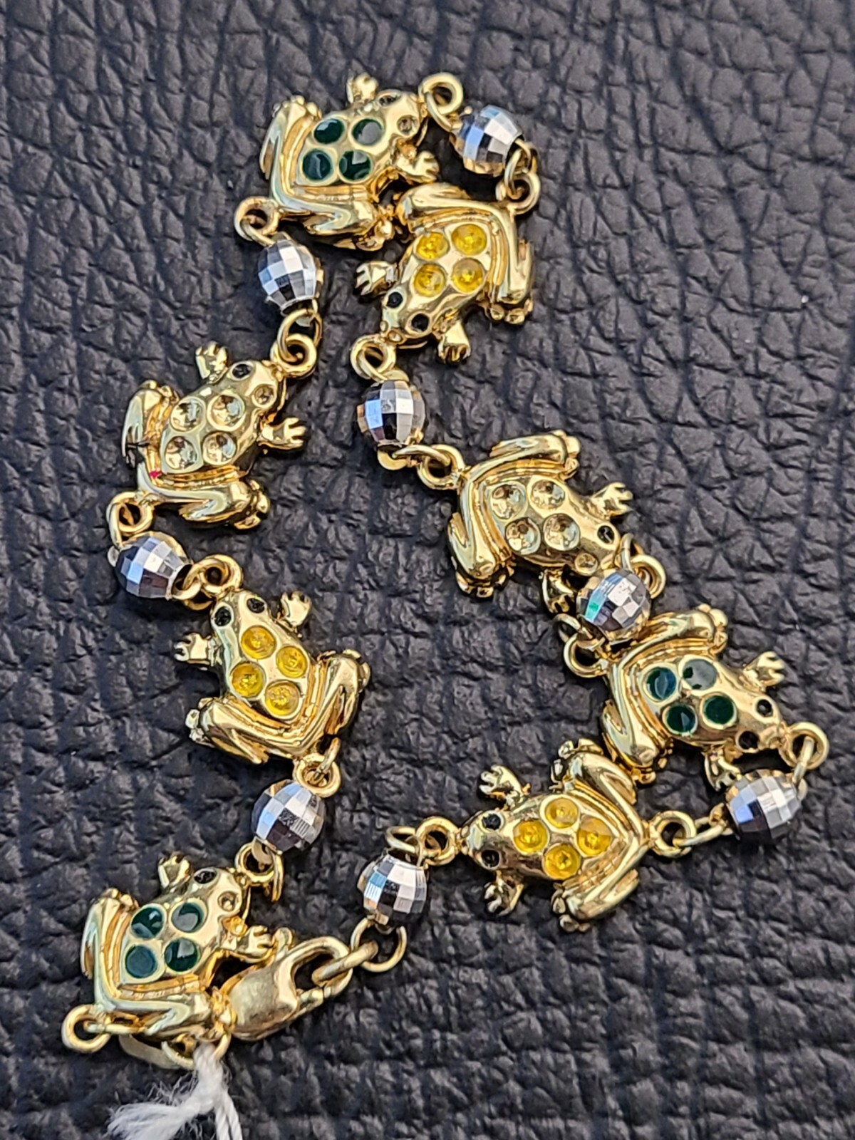 14k Gold Frog Bracelet, Solid Gold Frog Bracelet With Enamel, 14k Gold ...