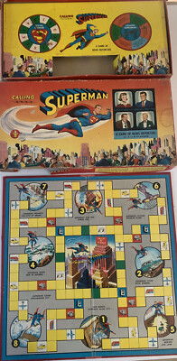 CALLING SUPERMAN BOARD GAME 1954 TRANSOGRAM IN BOX No. 3843 ...