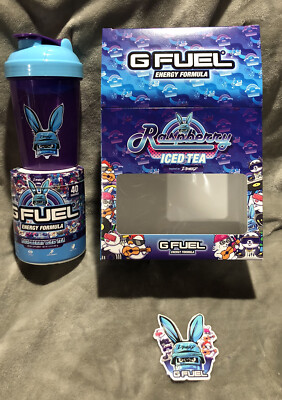 G Fuel Raspberry Iced Tea Collectors Box Sticker, Tub, Box, & Cup READ ...