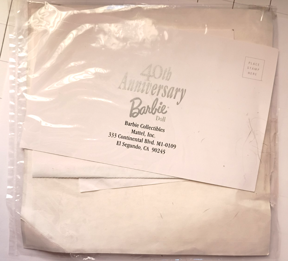 40th Anniversary Barbie 1999 Certificate of Authenticity C.O.A. 21384 ...