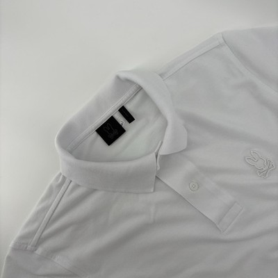 Psycho Bunny Mens Size 5 Med Polo Shirt Pima Cotton White Short Sleeve ...