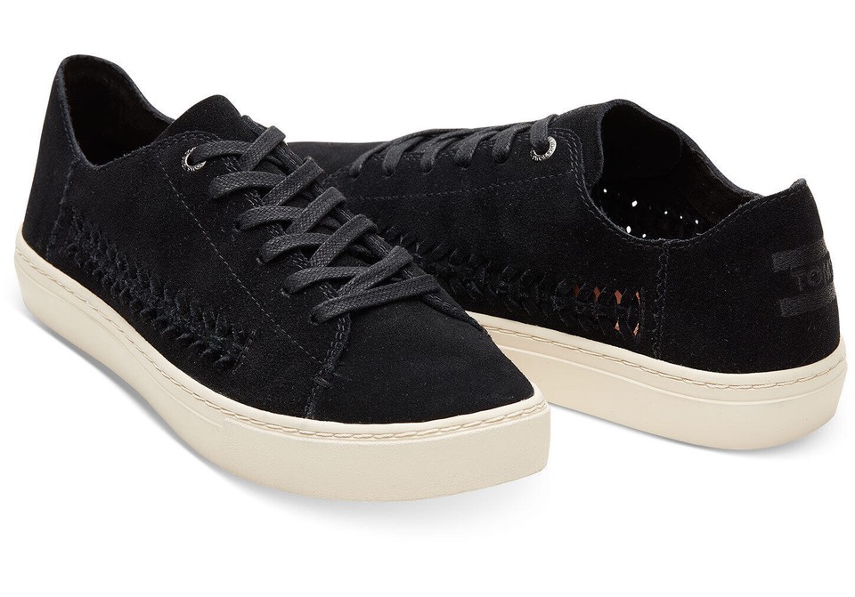 Toms Premium Black Deconstructed Suede Womens Lenox Sneakers Shoes ...