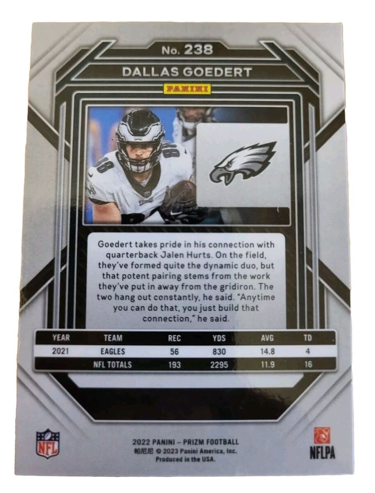 Dallas Goedert 2023 Panini Prizm NFL Football Card #238 Philadelphia ...