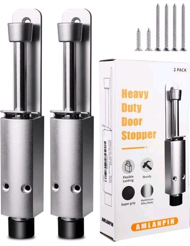 2 PACK Heavy Duty Spring Loaded Step Down Push On Door Holder Stopper ...